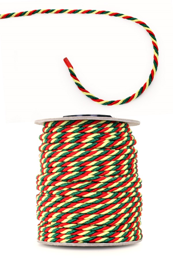 3 mm viscose medaille koord rood-geel-groen | Feestwinkel Party-Time